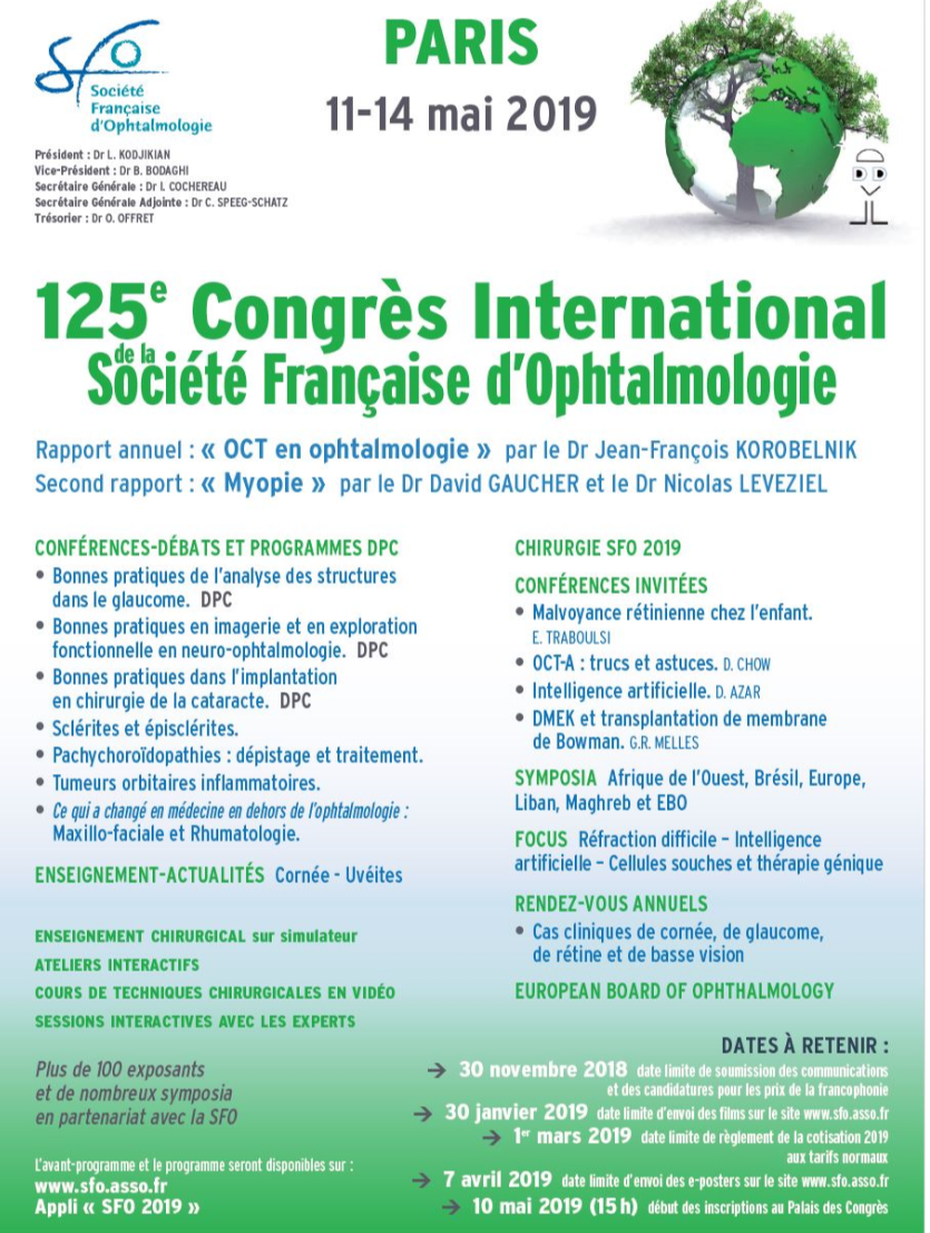 Affiche congrès 2019 | SFO-online - Société Française d'Ophtalmologie